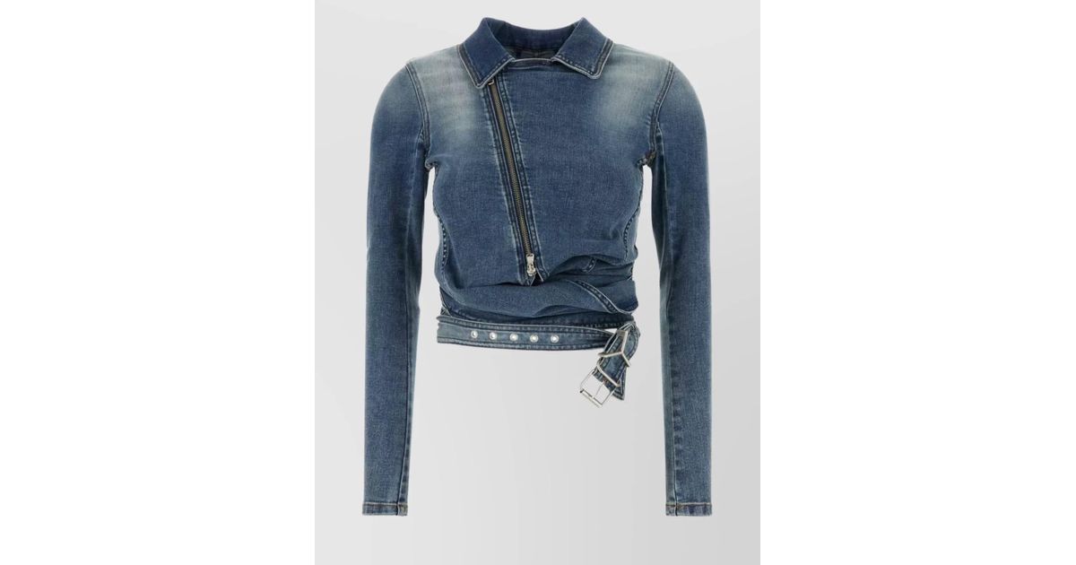 Y. Project Denim Jacket With Stretch And Belt in Blue | Lyst