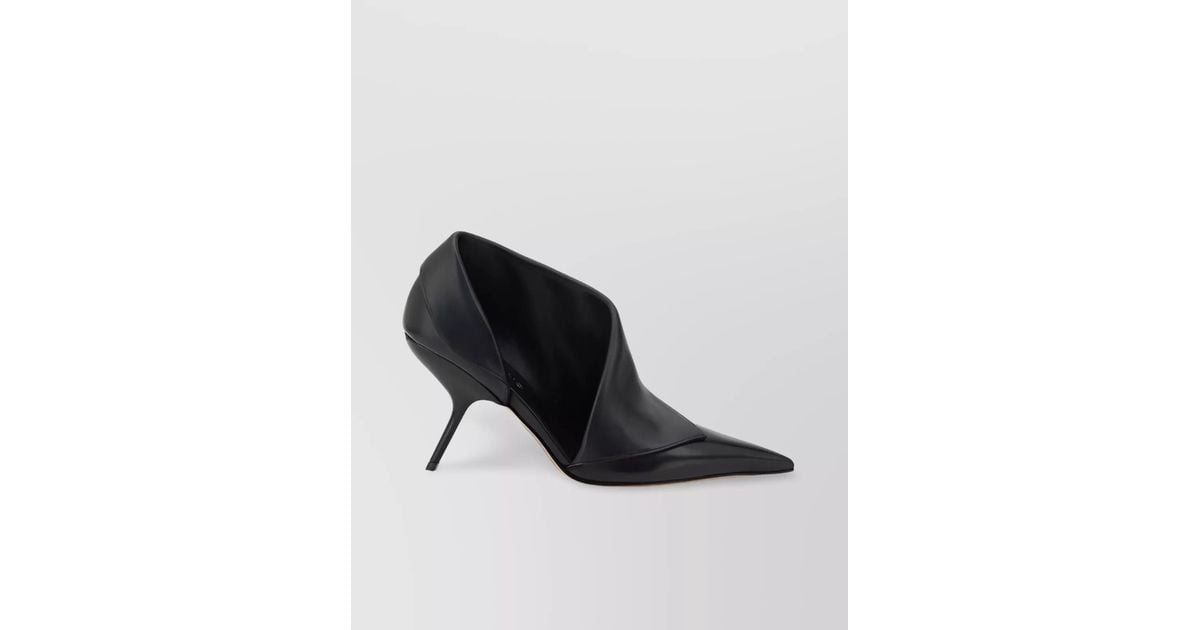 Ferragamo Curved Leather Stiletto Heel Pumps in Black | Lyst