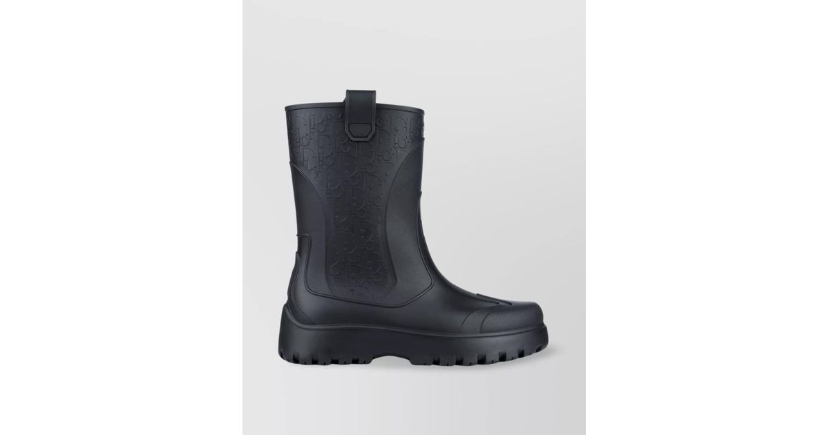 Dior Round Toe Rubber Sole Pull Tab Boots in Black for Men | Lyst