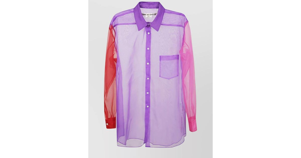 Comme des Garçons Sheer Fabric Long Sleeves Chest Pocket in Purple ...