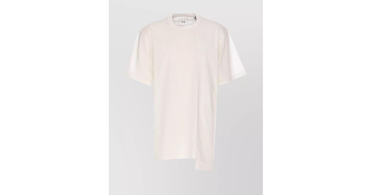Y-3 Asymmetrical Crewneck Oversize Split Front T-Shirt in White for Men ...