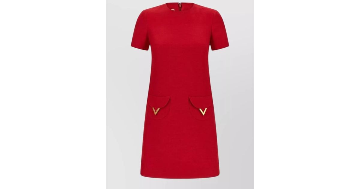 Valentino Vlogo Signature Wool Silk Dress in Red | Lyst UK