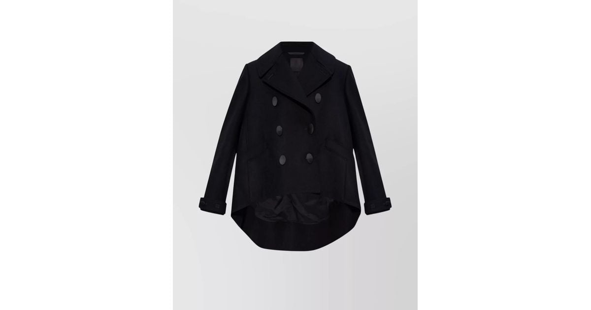 Givenchy Wool Coat With Double-Breasted Flared Design in Blue | Lyst