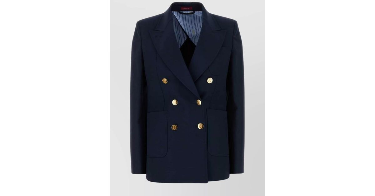 Gucci Cotton Double-Breasted Blazer in Blue | Lyst