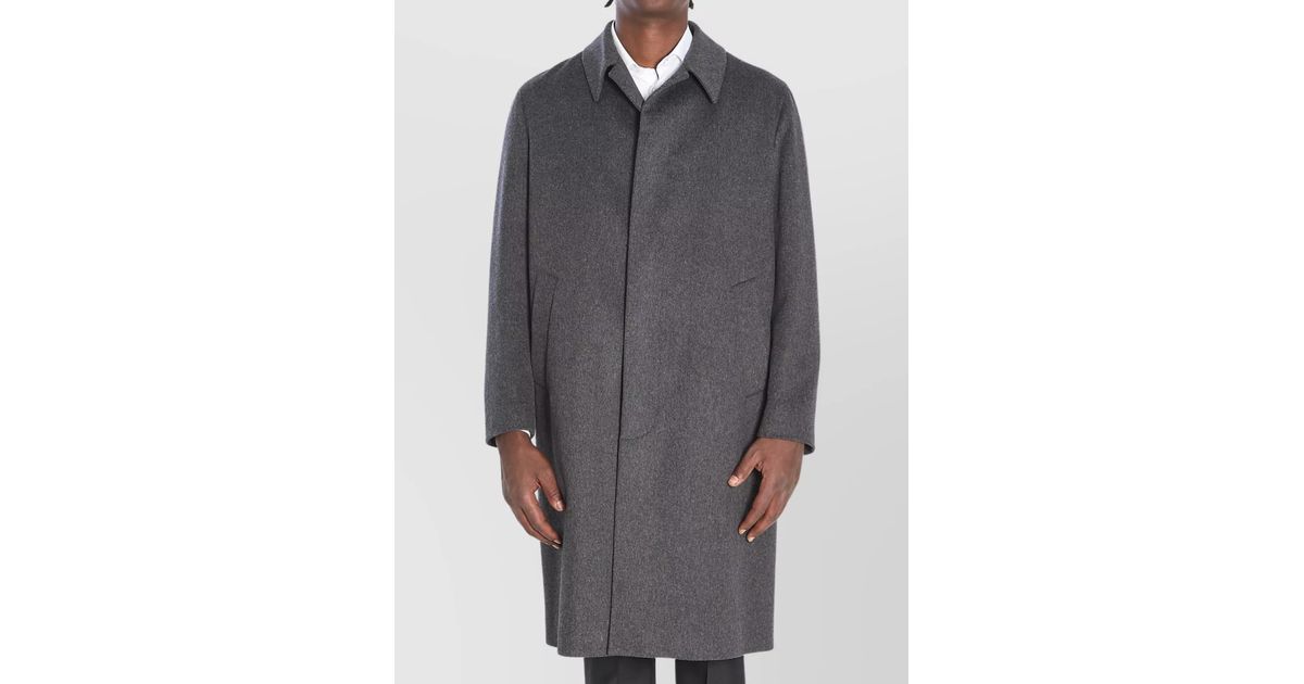 Lardini Premium Wool Long Coat in Grey for Men | Lyst UK