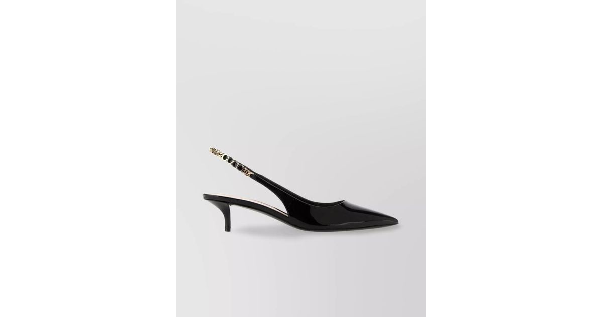 Gucci Leather Signoria Pumps Kitten Heel Patent Finish | Lyst UK