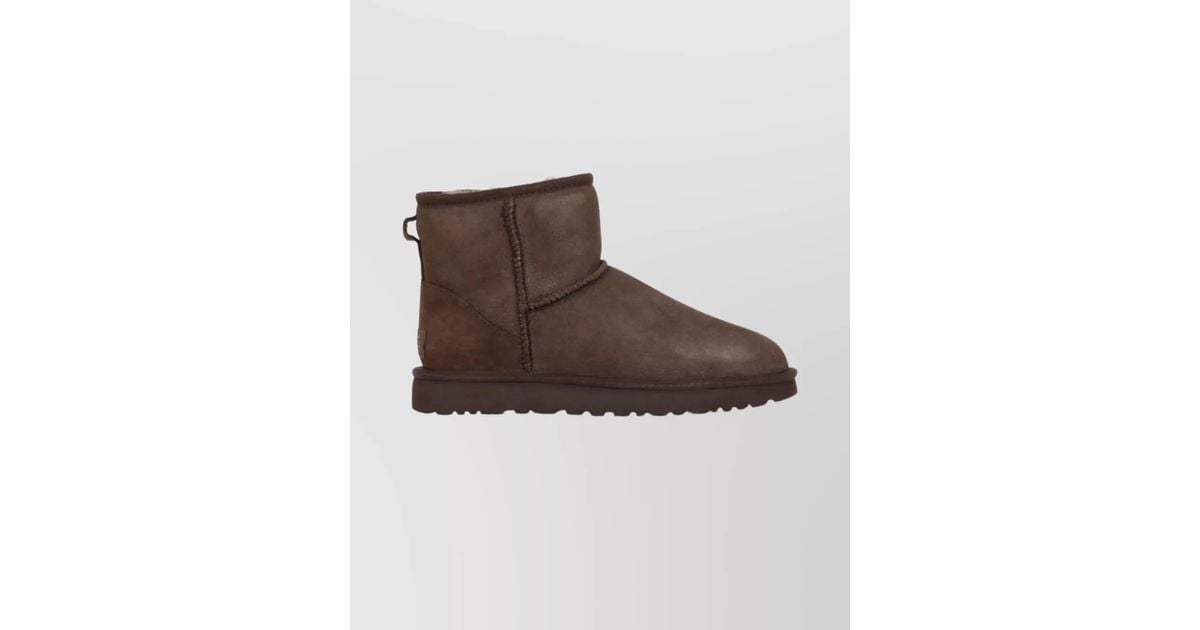 UGG Mini Suede Ankle Boots With Round Toe in Brown | Lyst
