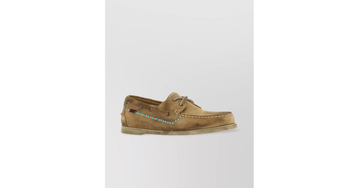 Sebago Suede Lace-Up Loafers With Embellished Finish in Brown for Men ...
