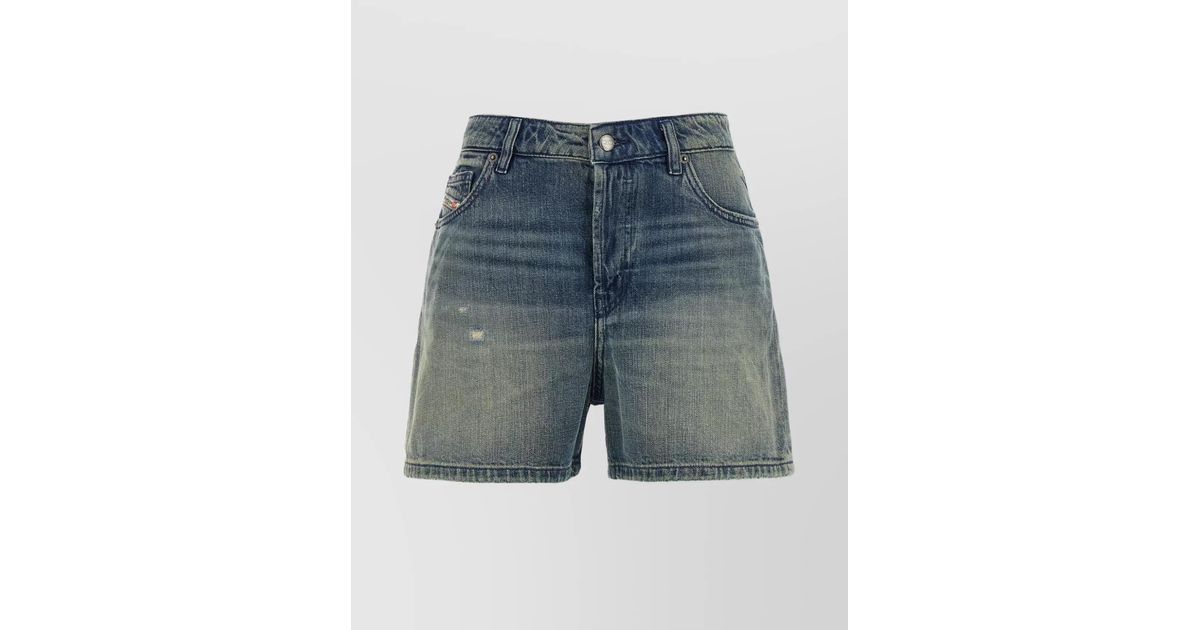 DIESEL Denim Shorts With Faded Effect And Back Patch in Blue | Lyst UK
