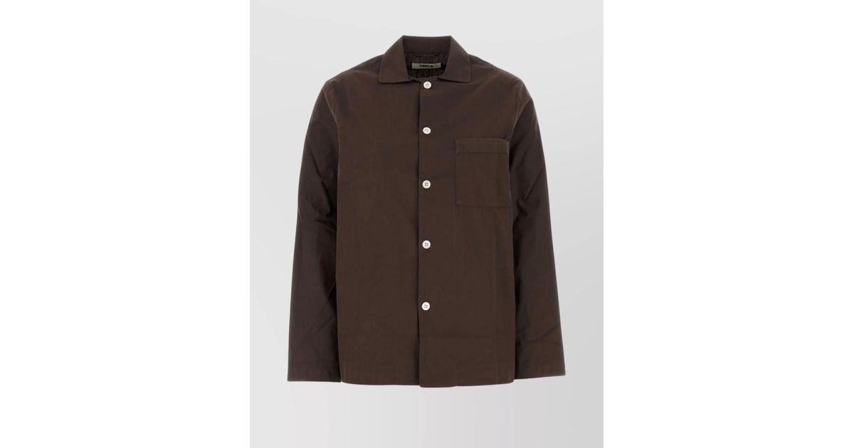 Tekla Shirt Poplin Chest Pocket Long Sleeves in Brown | Lyst