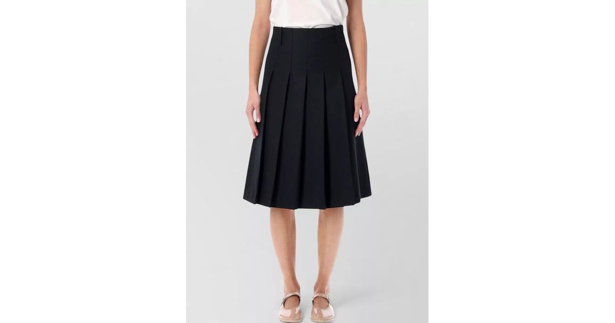 A.P.C. Pleated Midi Skirt in Black | Lyst UK