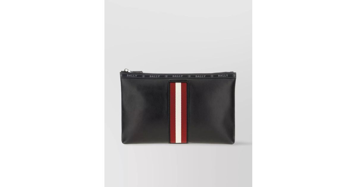 Bally Leather Pouch Rectangular Stripe Detail in Black for Men | Lyst