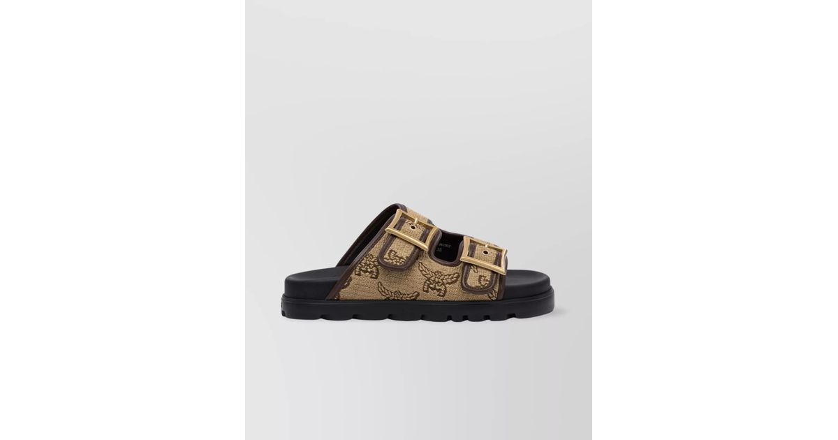 MCM Toe Open Rubber Sole Sandals in Brown | Lyst