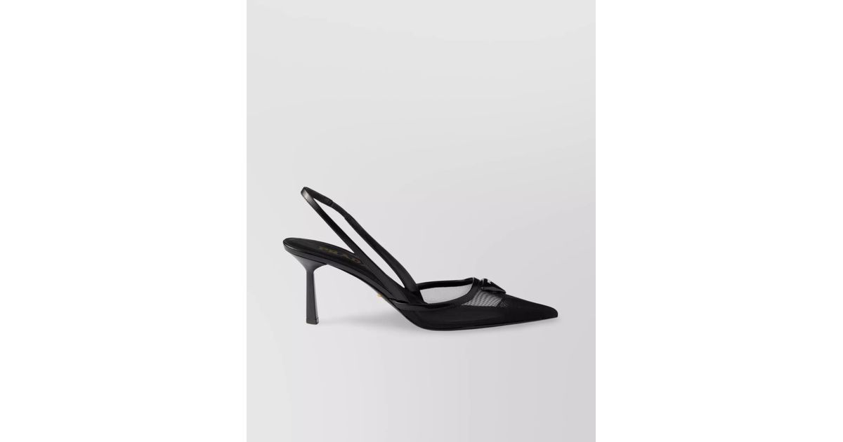 Prada Pointed Toe Mesh Slingback Pumps in Black | Lyst