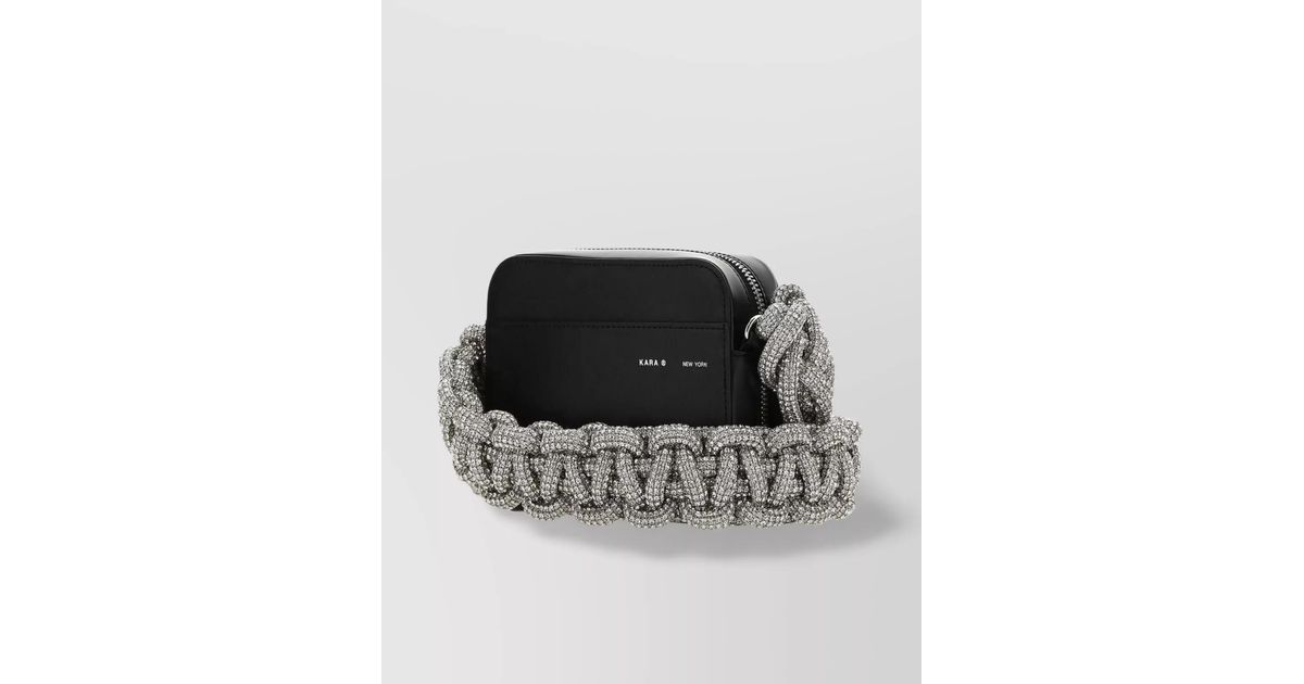 Kara Cobra Crossbody Bag Compact Design Embellished Strap in Gray | Lyst