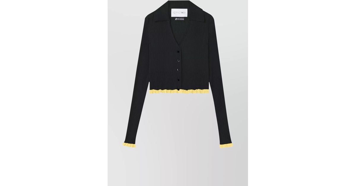 AZ FACTORY Short Cardigan With V-Neck And Long Sleeves in Black | Lyst UK