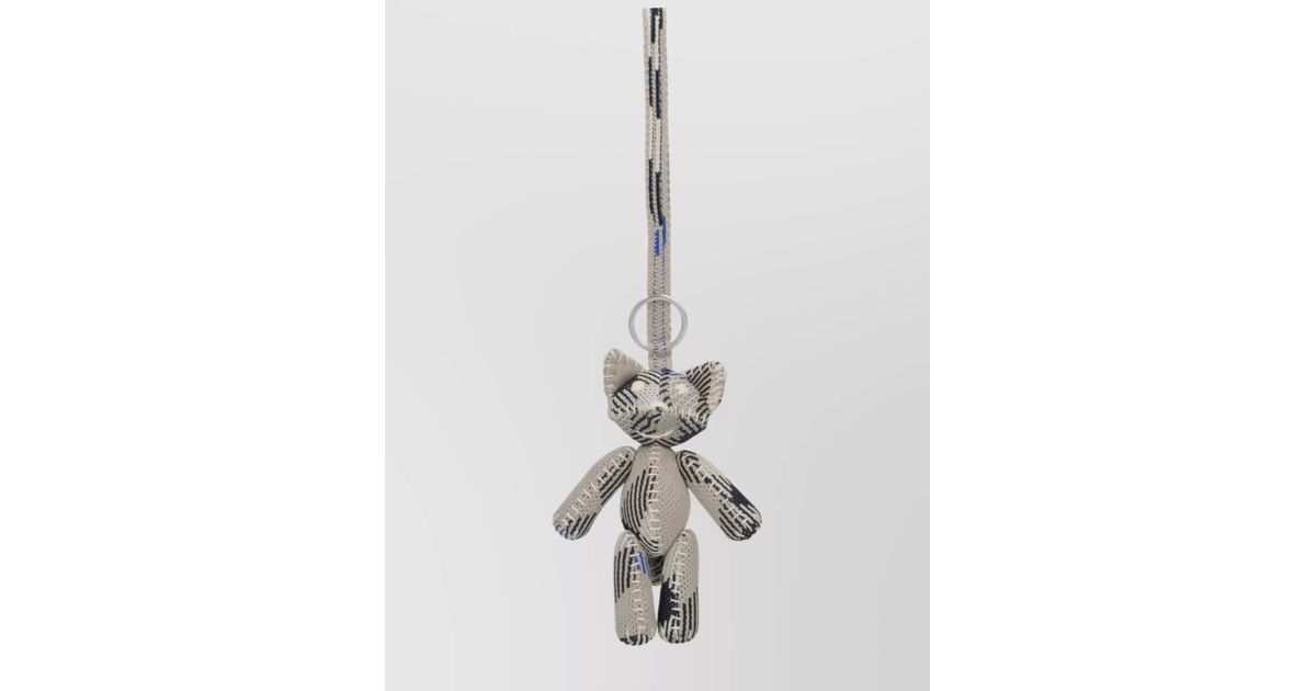 Burberry Plush Striped Keyring Key Cases in White | Lyst