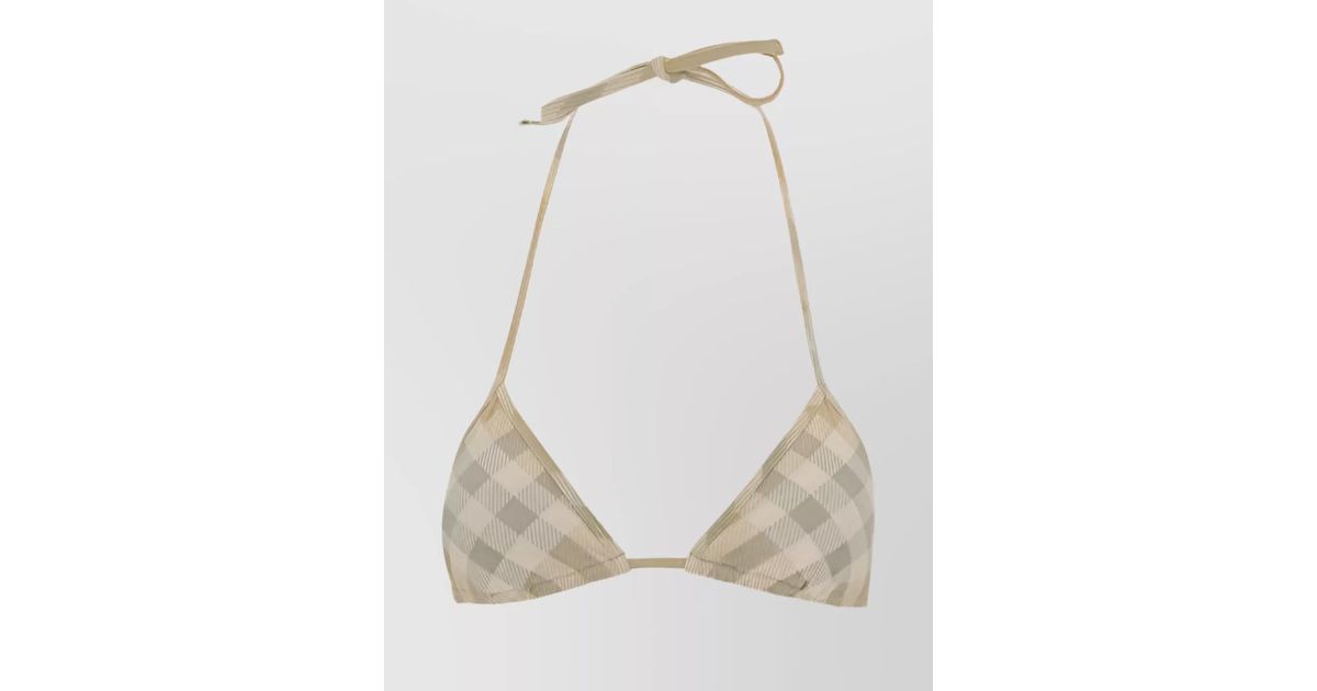 Burberry Triangle Cups Herringbone Tartan Swimsuit Top in Natural | Lyst