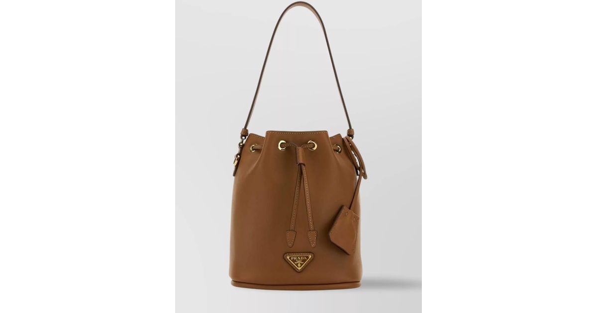 Prada Leather Bucket Bag Handle Hardware in Brown | Lyst