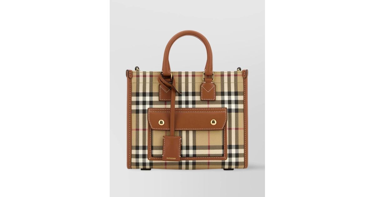 Burberry Mini Freya Shopping Bag in Brown | Lyst