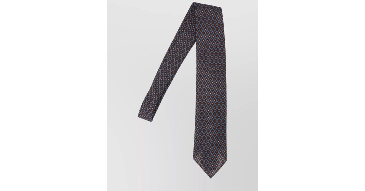 Cesare Attolini Slim Diamond Pattern Ties Collection in White for Men ...