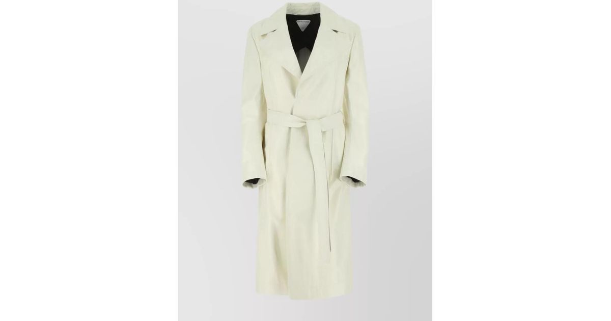 Bottega Veneta Leather Coat With Back Slit And Belted Waist in Natural ...