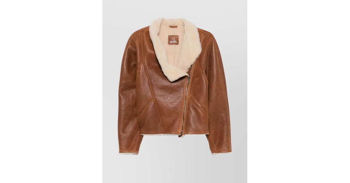 Isabel Marant Luxurious Shearling Leather Jacket With High Collar in ...