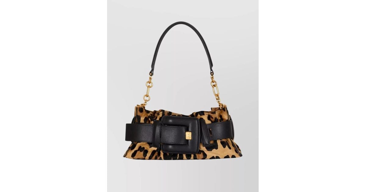 Balmain Mini Leopard Print Shoulder Bag in White | Lyst UK