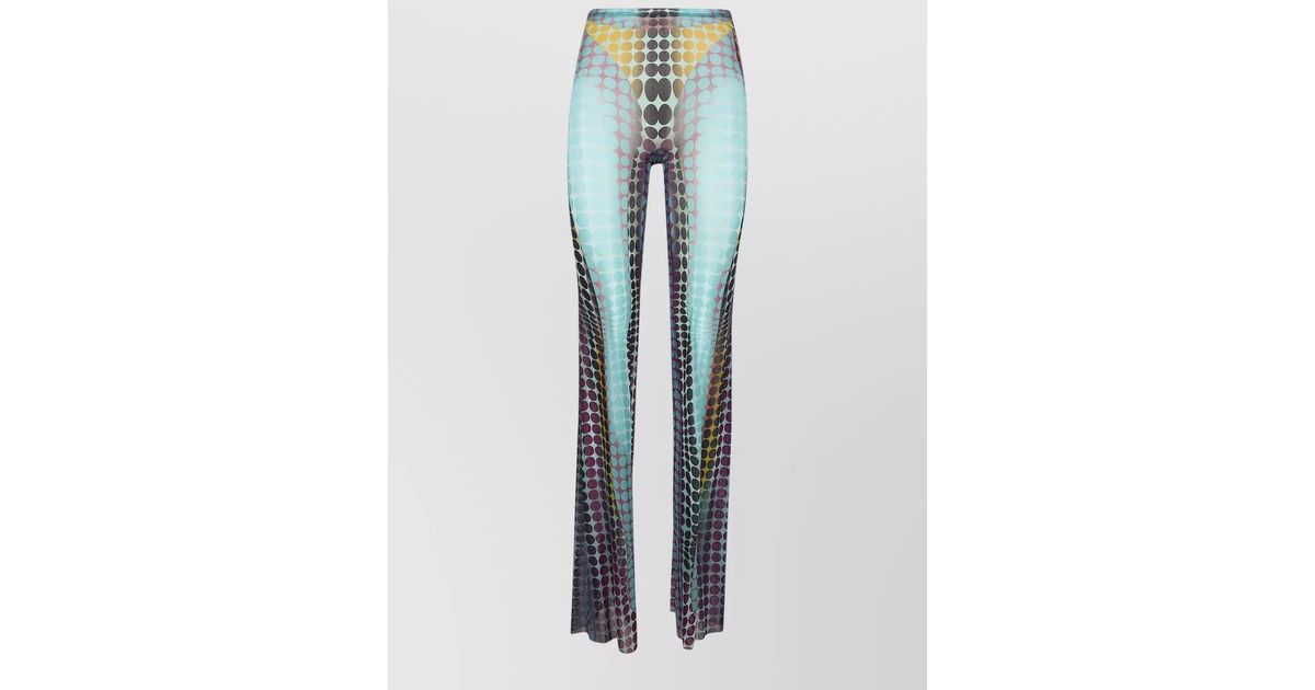 Jean Paul Gaultier High Waist Flared Sheer Stretch Trousers in Blue ...