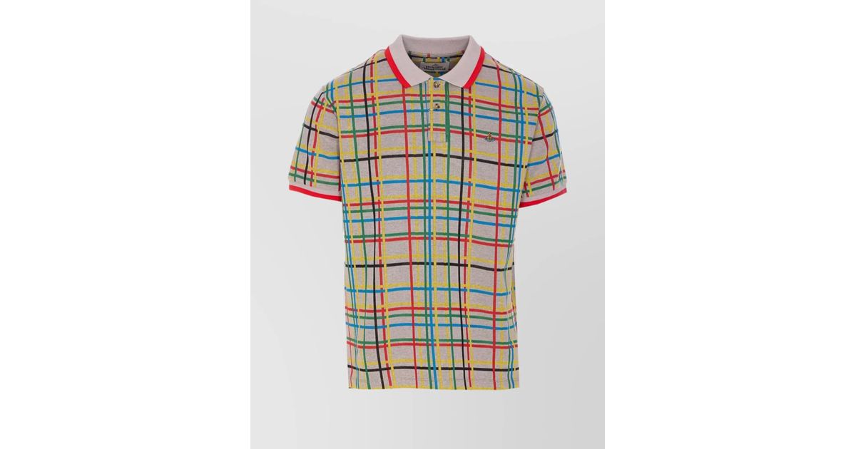 Vivienne Westwood Polo Shirt With Check Pattern And Ribbed Collar for Men | Lyst