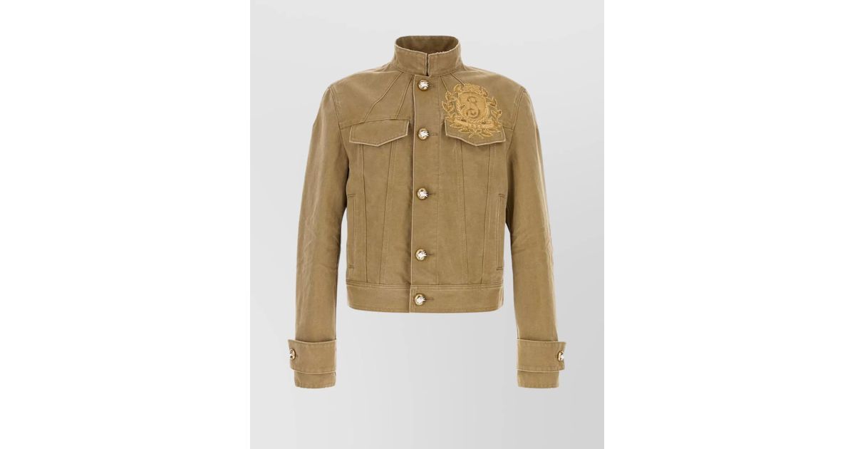 Burberry Denim Jacket With Embroidered Patch And Epaulettes in Natural ...