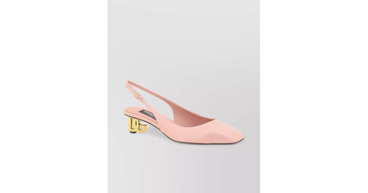 Dolce & Gabbana Luxe Leather Slingback Pumps Square Toe in Pink | Lyst