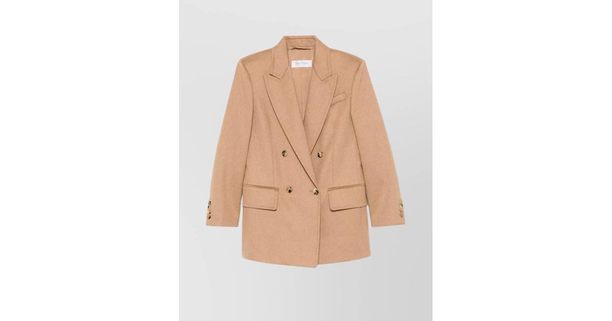 Max Mara Longline Structured Camel Blazer in Natural | Lyst UK