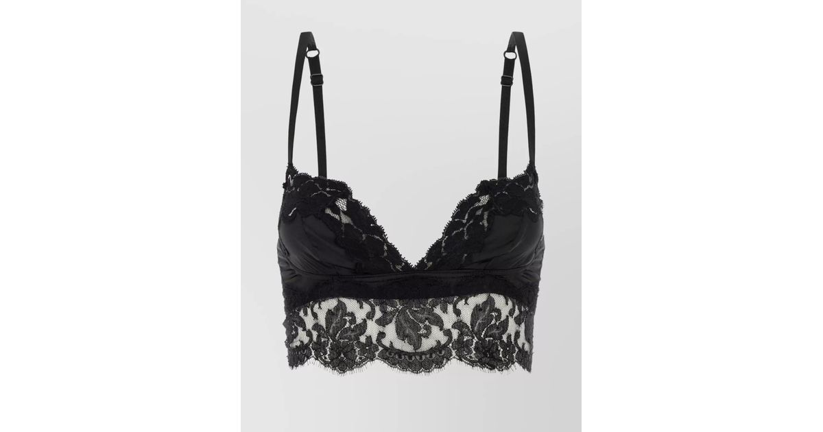 Dolce & Gabbana Stretch Satin Bra Lace Detailing in Black | Lyst