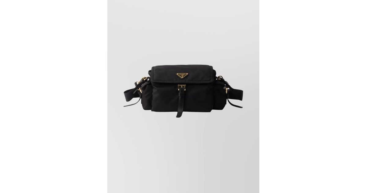 Prada Medium Re-Nylon Shoulder Bag Flap in Black | Lyst UK