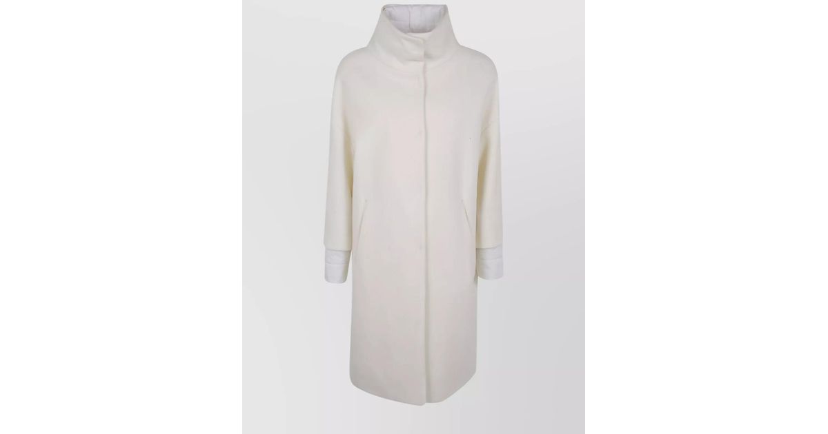 Herno Long Zip Jacket Concealed Pockets in White | Lyst UK