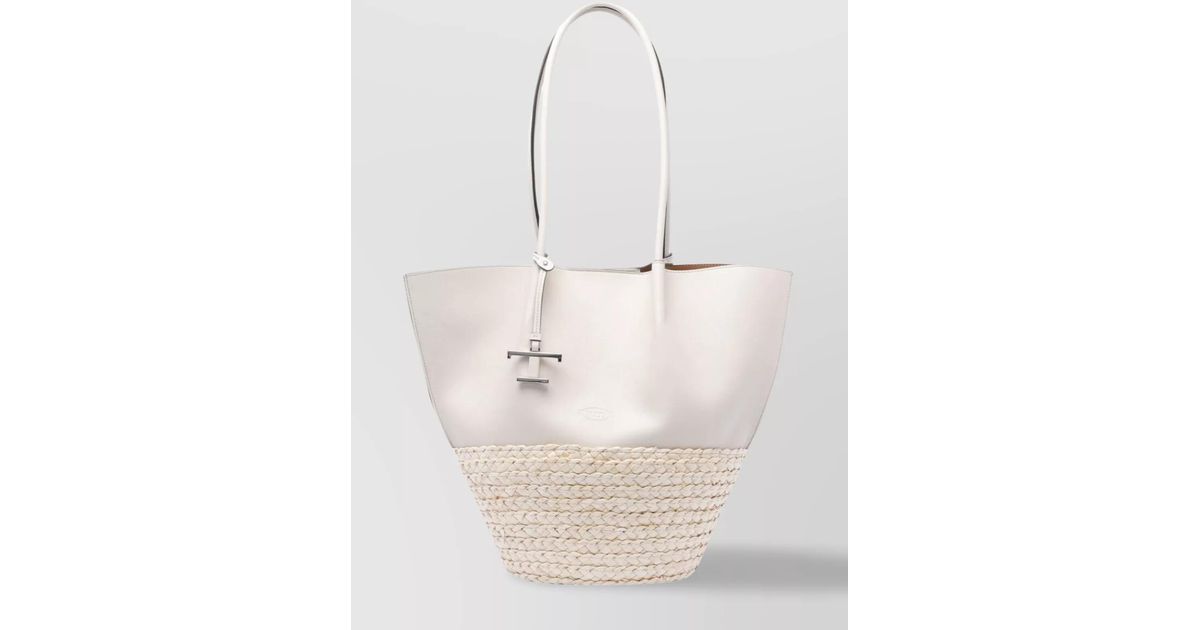 Tod's Structured Dual Handle Shoulder Bag in Natural | Lyst