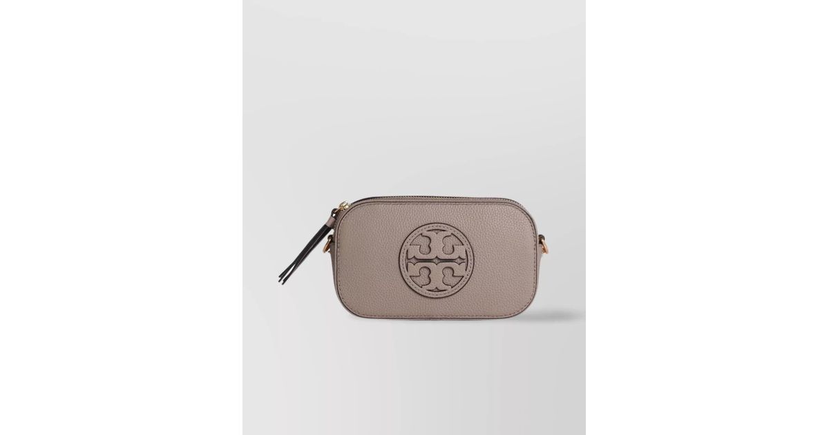 Tory Burch 'Mini Leather Camera Bag' in Natural | Lyst