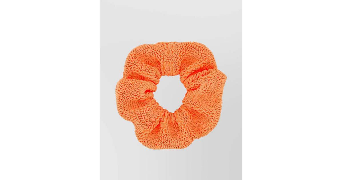 Hunza G Ruffled Texture Fabric Scrunchie in Orange | Lyst