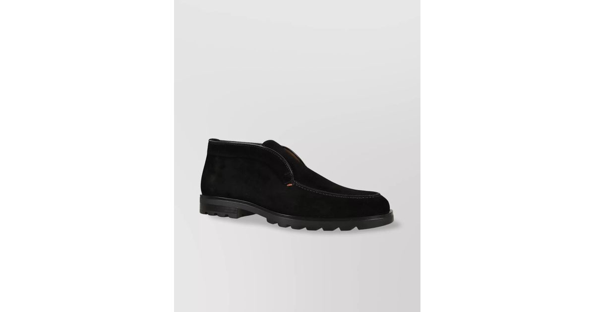 Santoni Rock Suede Boots With Stitch Detailing in Black for Men | Lyst