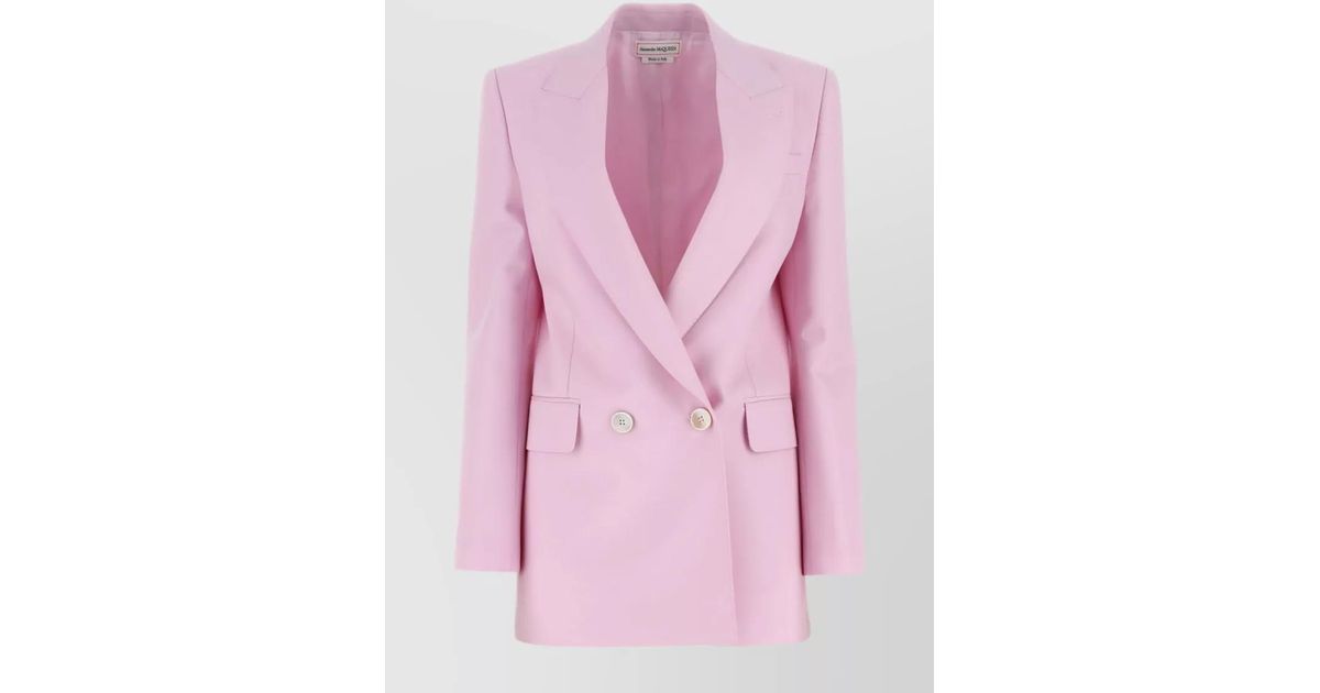 Alexander McQueen Structured Wool Blazer With Sharp Shoulders in Pink ...