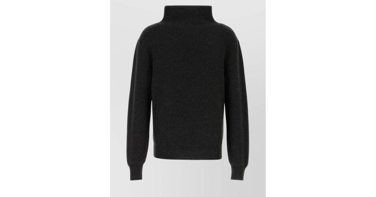 The Row Ribbed Texture Cashmere High-Neck Sweater in Black for Men | Lyst