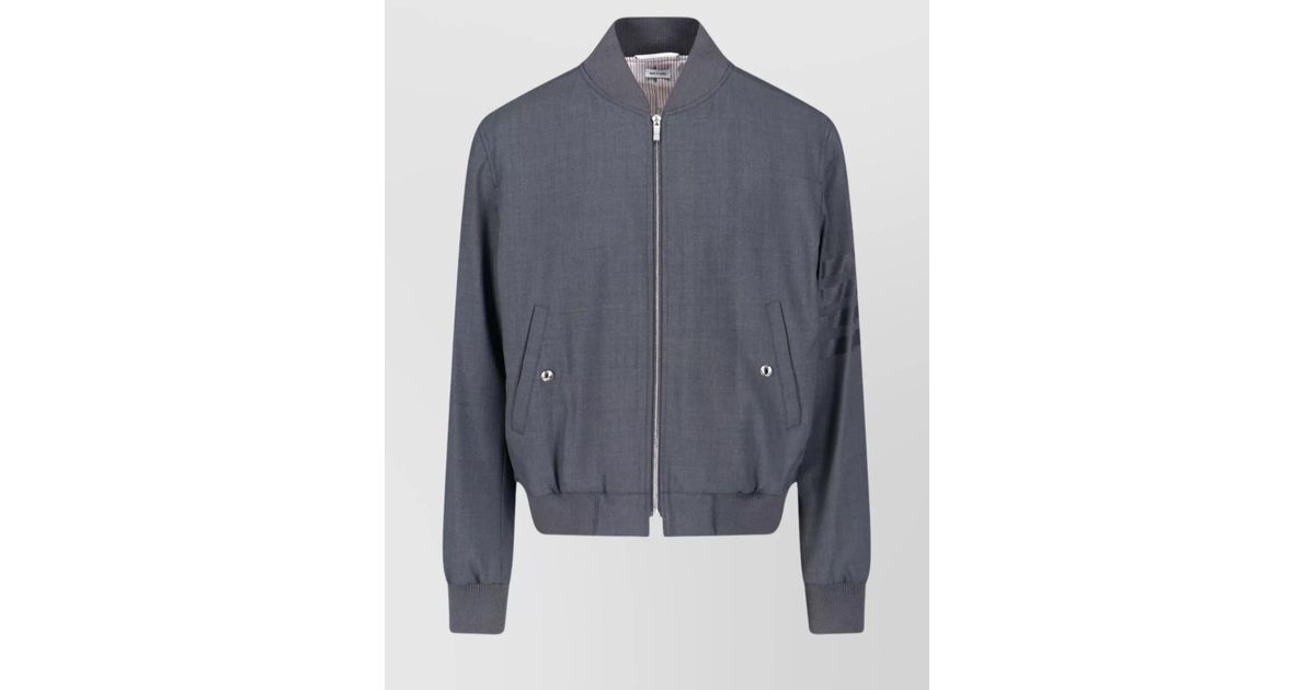 Thom Browne Ribbed Collar Jacket Side Pockets in Blue for Men | Lyst UK
