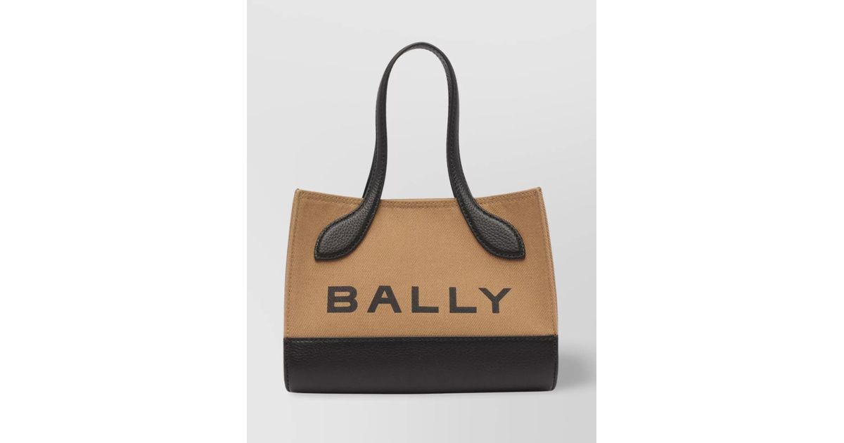 Bally Tote Bag Structured Contrast Trim in Natural | Lyst