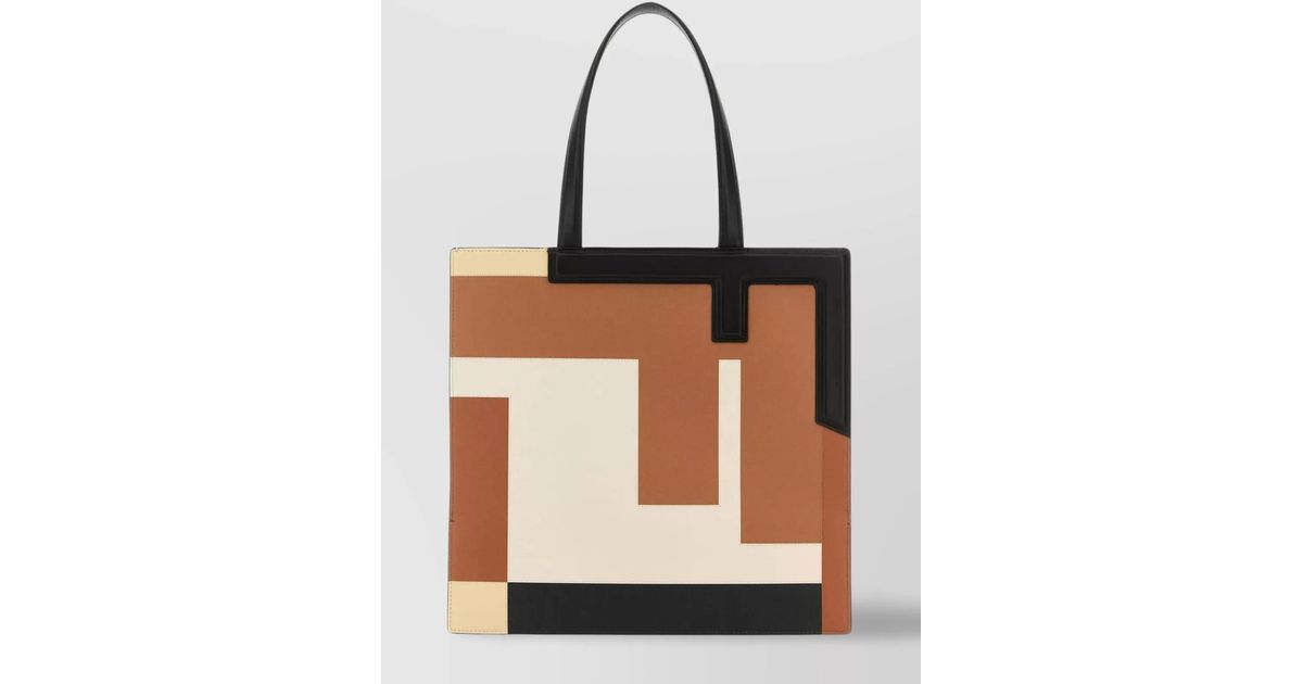 Fendi Medium Leather Shopping Bag Flip in Brown | Lyst