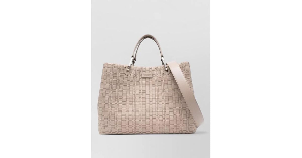 Emporio Armani Myea Medium Shoulder Bag Woven Texture in Natural | Lyst UK