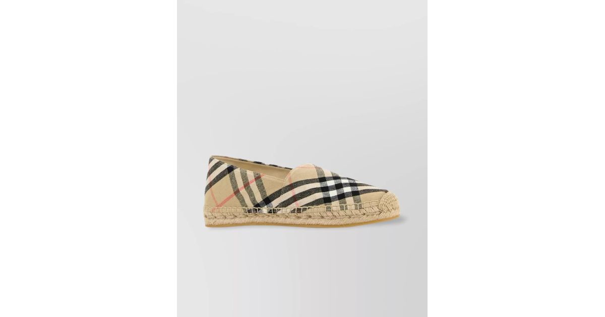 Burberry Embroidered Canvas Check Pattern Espadrilles in Metallic | Lyst UK