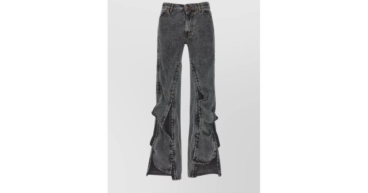 Y. Project Flared Jeans With Distressed And Washed Effect in Grey | Lyst UK