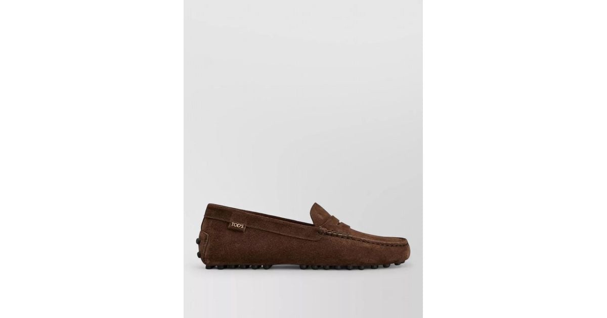 Tod's Suede Penny Loafers Rubber Sole in Brown | Lyst UK