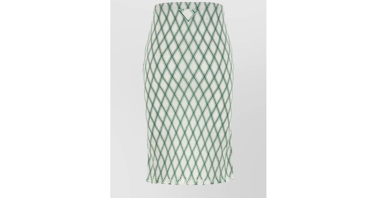 Prada Skirt Cotton Diamond Pattern in Green | Lyst